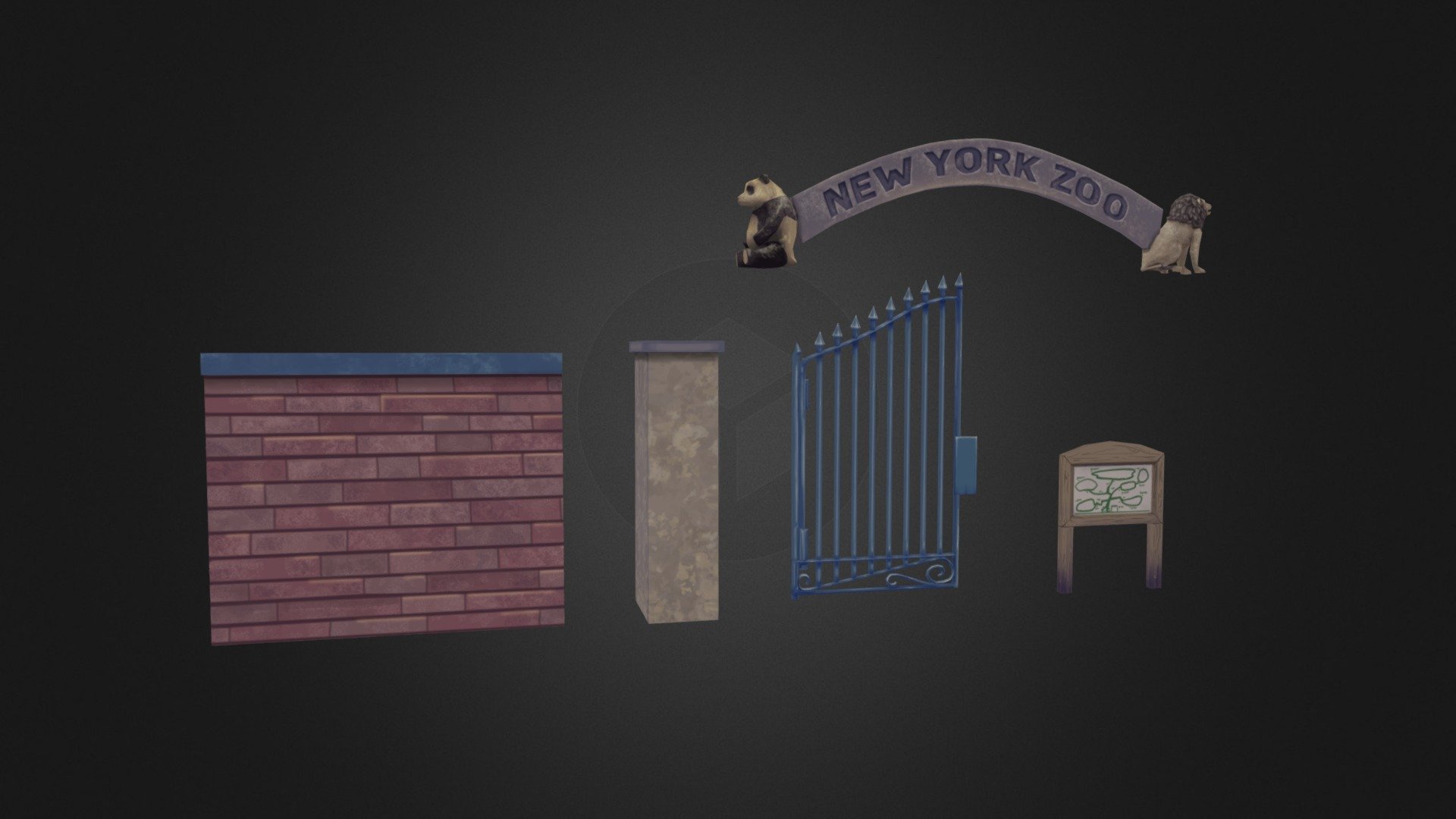 TMNT Mutant Madness Zoo Gate and Wall - 3D model by Jasper Rubino ...