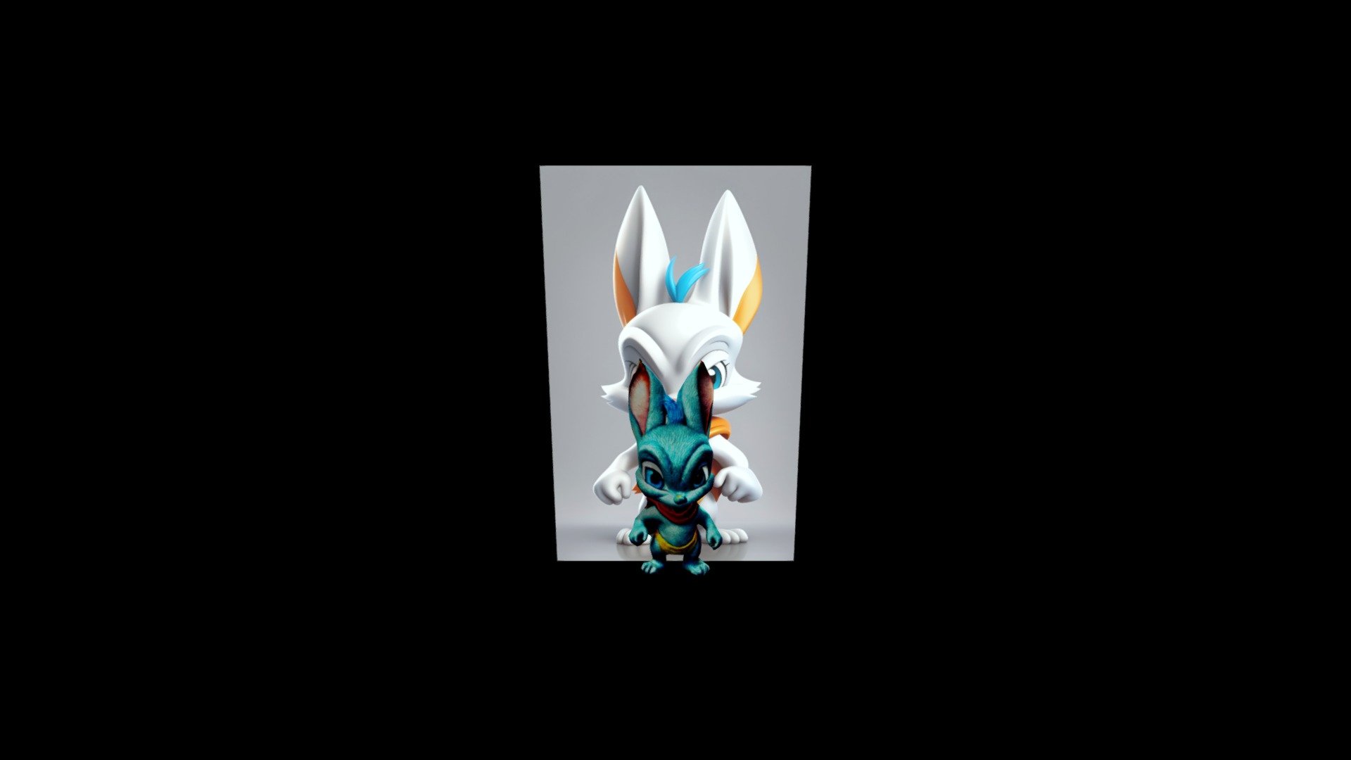 cartoon white rabbit with orange scarf and blue - Download Free 3D ...