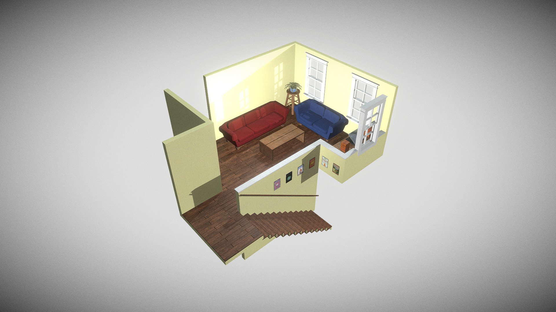 Living Room Model - 3D model by jonlai.id [b3d1d8d] - Sketchfab