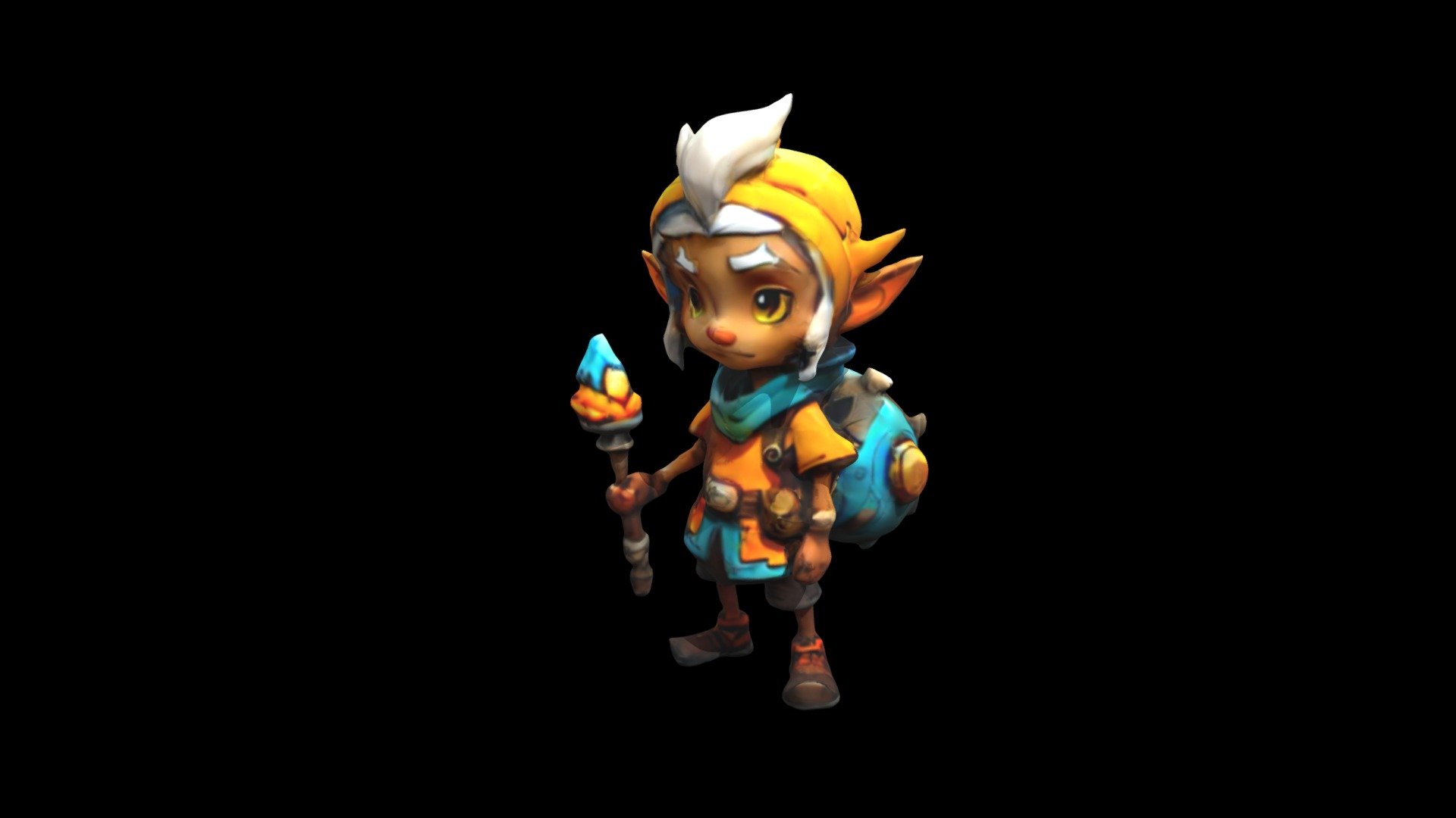 a cartoon character is holding a torch and a - Download Free 3D model ...