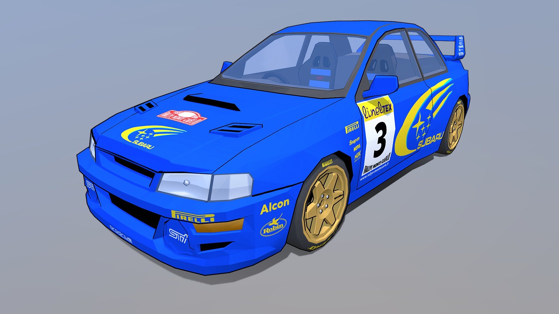 Subaru Impreza 22B, 1999 - Low Poly & Stylized - 3D model by marksform ...