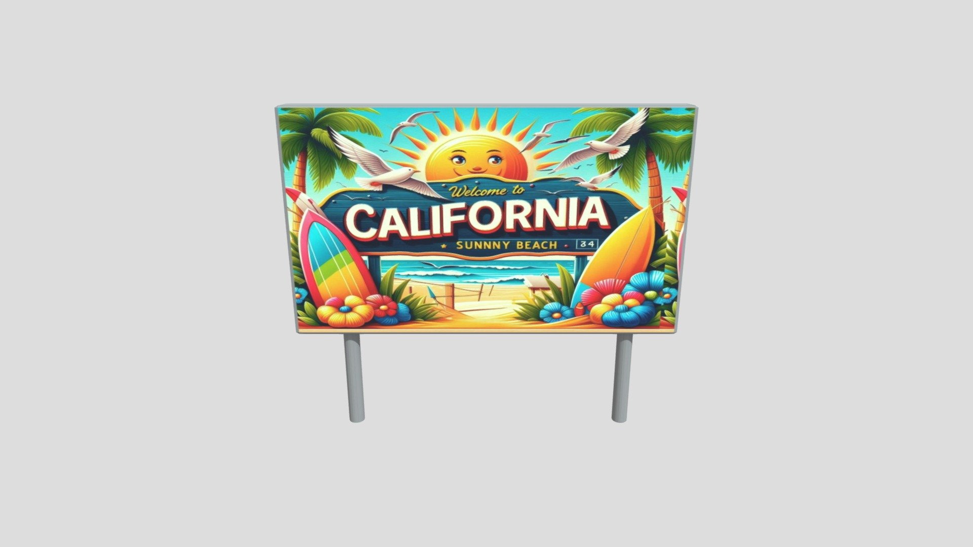 Cali Welcome Sign - 3D model by sky4o4 [b3f6c00] - Sketchfab