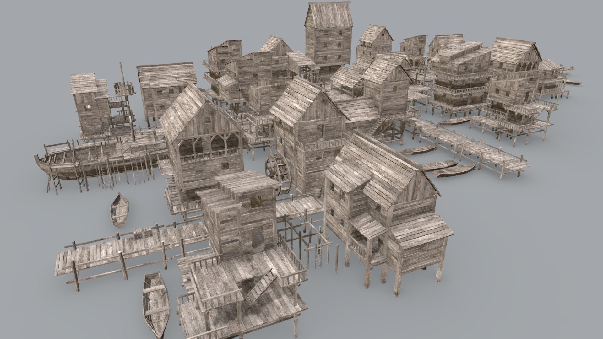 Fishing Town - 3D model by Crazy_8 (@korboleevd) [b3fa894] - Sketchfab