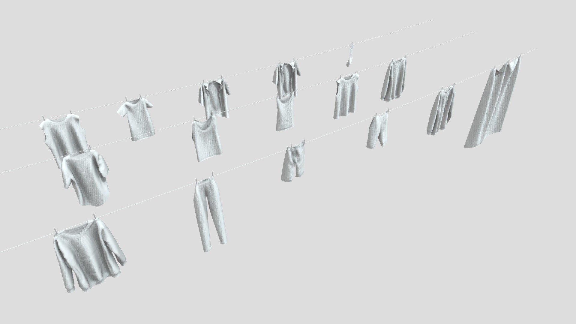 16 clothes hanging collection 3D model - 3D model by kopofx [b4026a2 ...