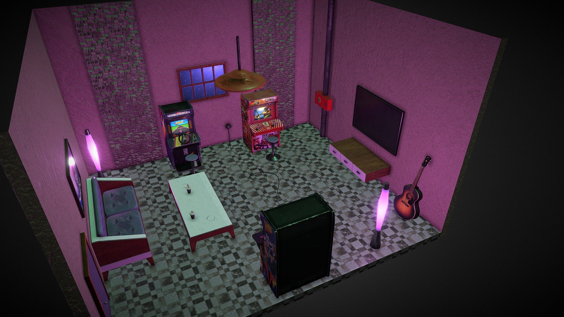 Vintage Modern Living Room with Arcades - Download Free 3D model by ...