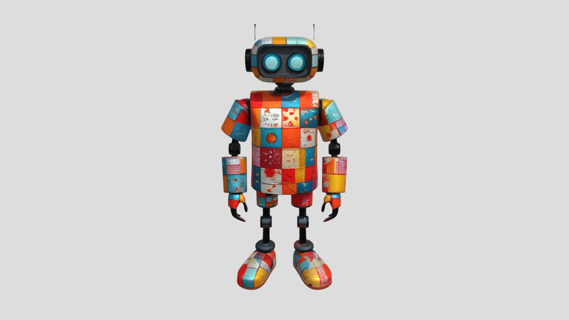 Patchwork style robot - 3D model by denis.tribunsky [b405eb2] - Sketchfab