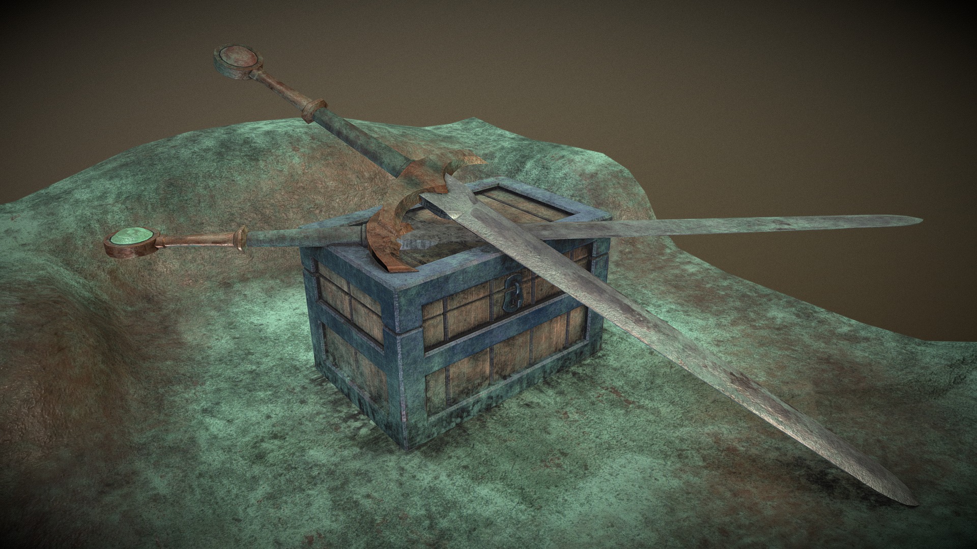 corroded chest and swords - 3D model by DRGarcia [b412d77] - Sketchfab