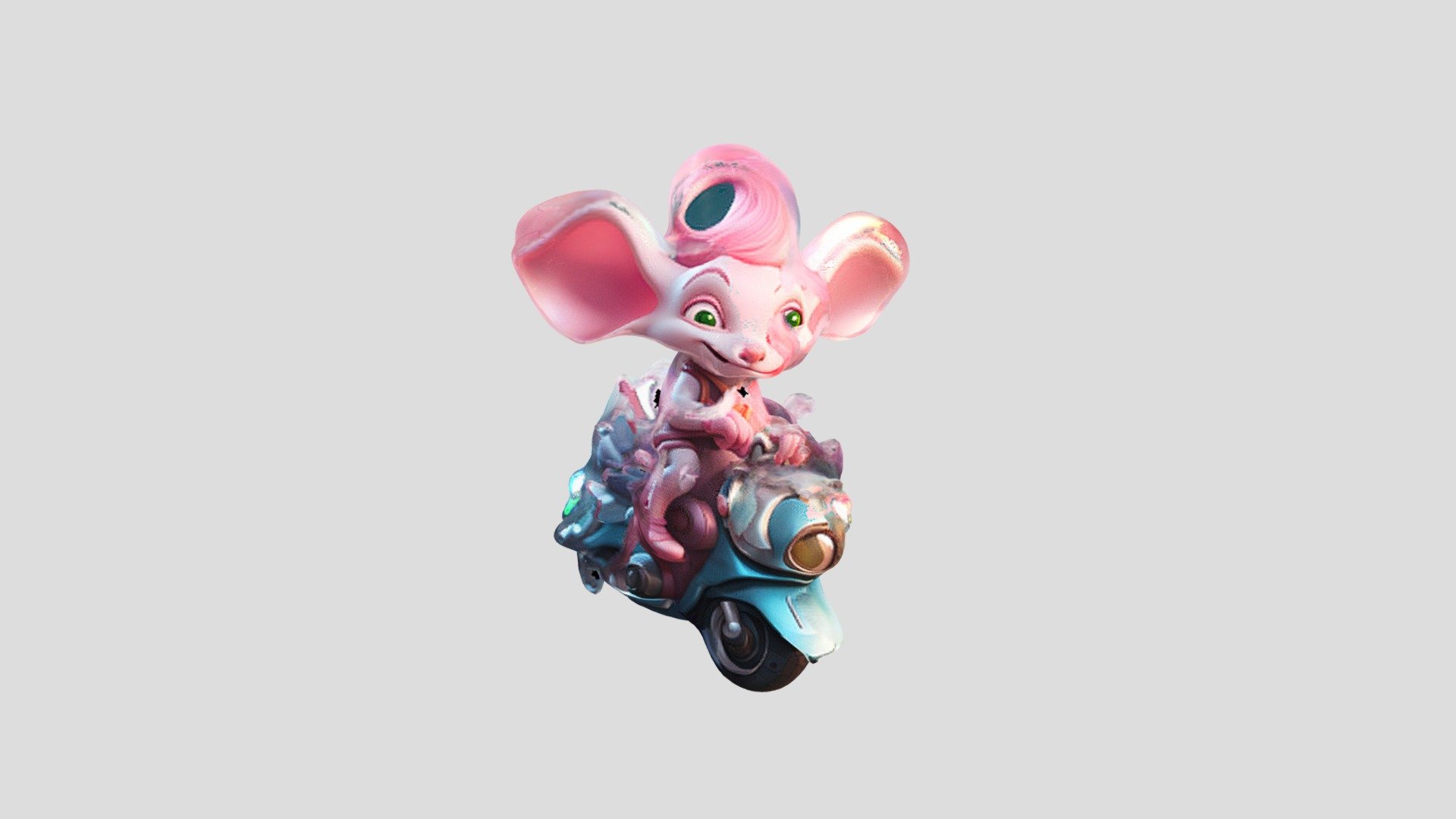 Pink Mouse Riding a Motorcycle A pink mouse i - Download Free 3D model ...