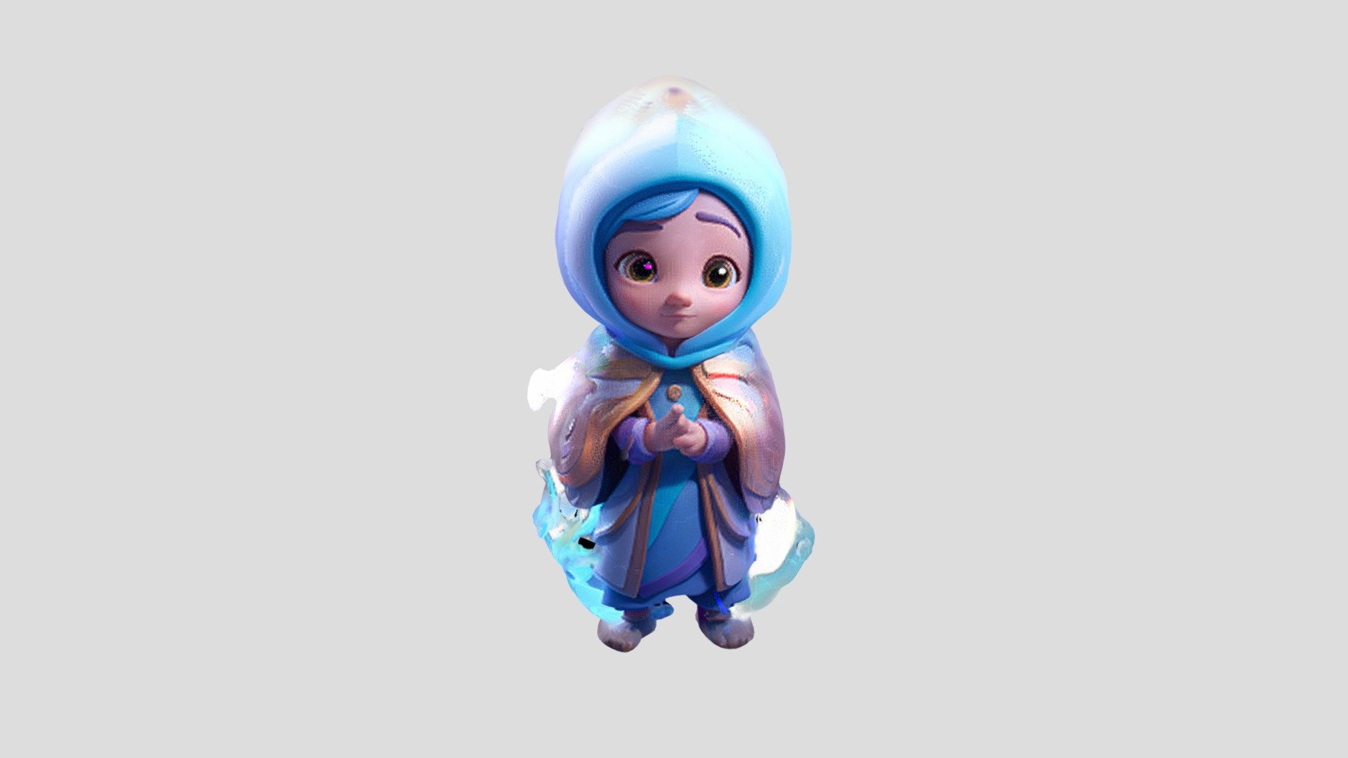 Blue-haired girl in a hooded cloak, standing in - Download Free 3D ...