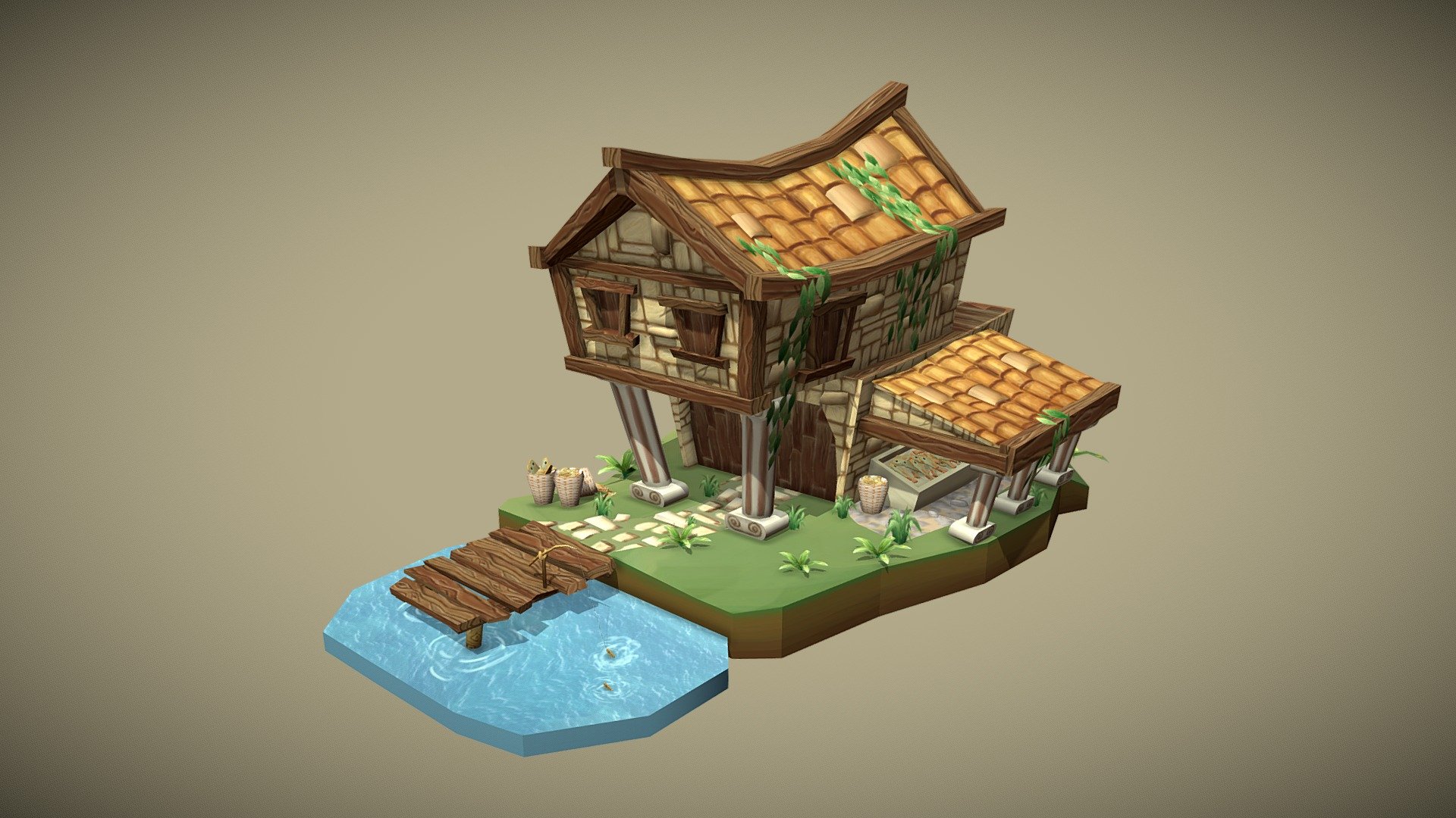 Stylized Ancient Greek Fish Shop - 3D model by Arno_Van_Lombergen ...