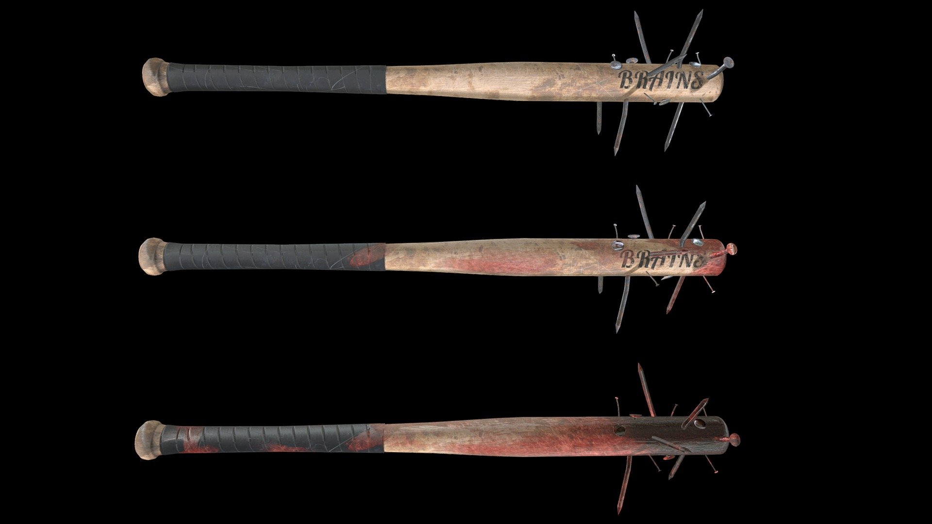 Baseball Bat with Nails (Collection) - Buy Royalty Free 3D model by K ...