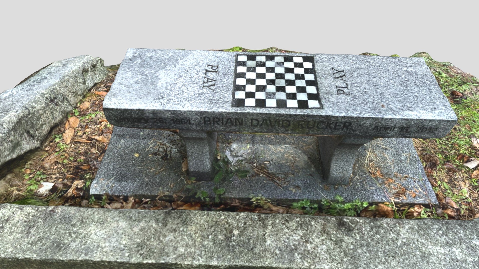 Bench Grave Marker w. Chess Board (VCU_3D_5437) - 3D model by Virtual ...