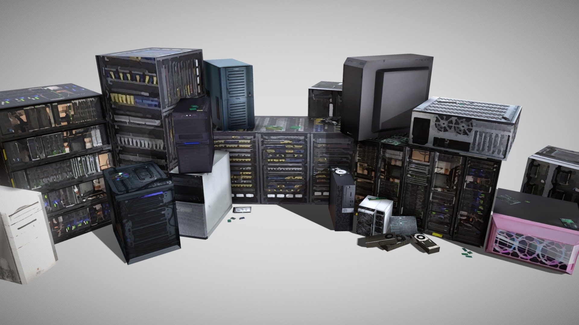 PCs and PC parts mini asset pack - Download Free 3D model by FyorDev ...