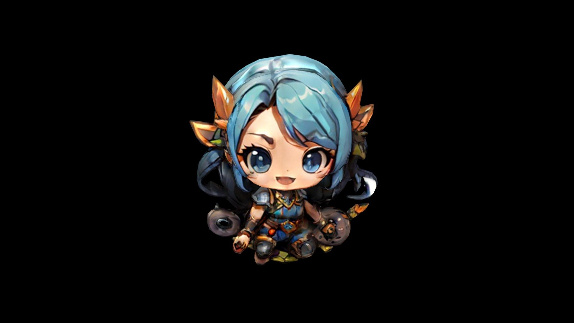 "Anime character sticker with blue hair and smil - Download Free 3D ...