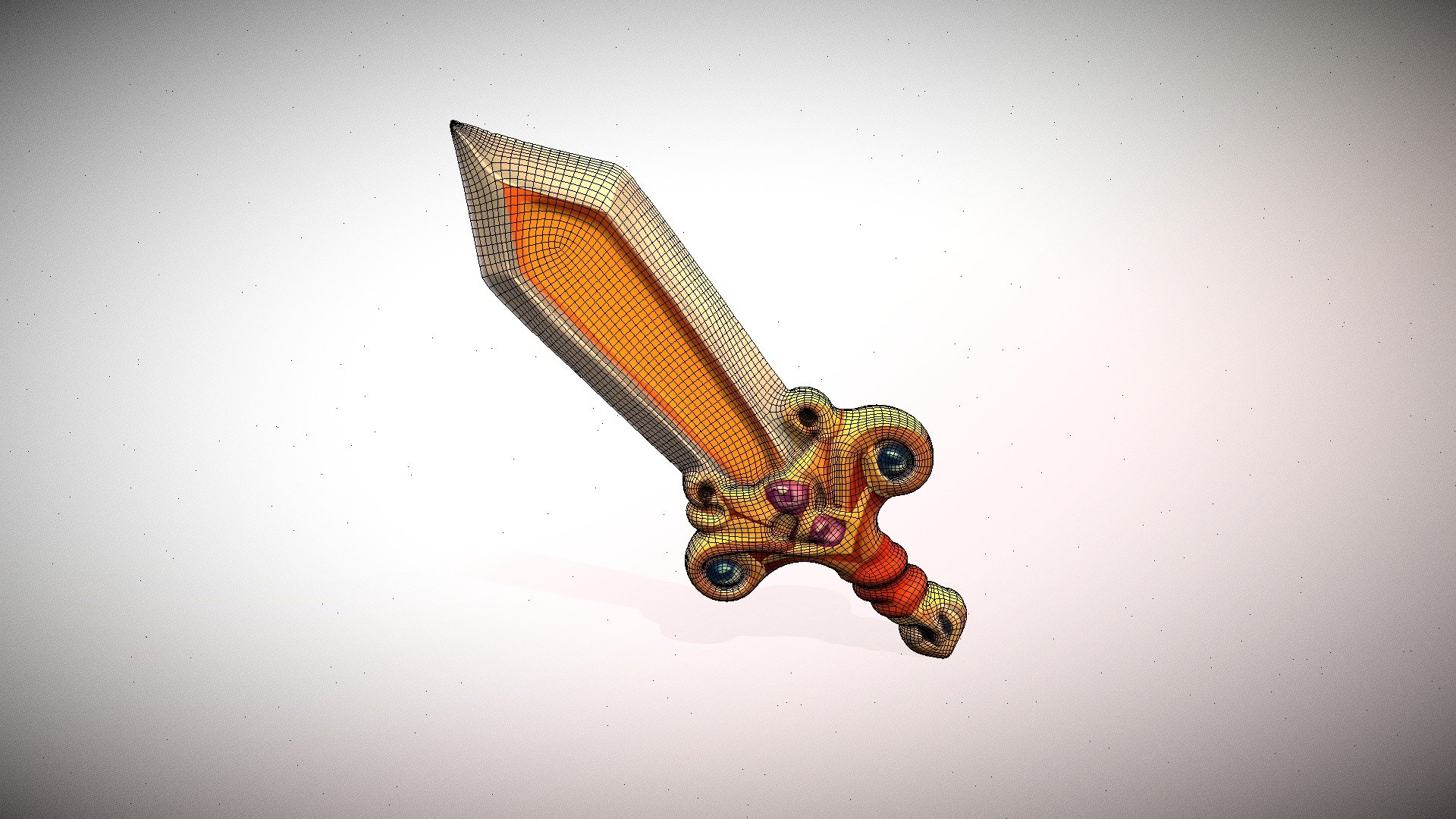 Fancy ornate sword with gems and large blade - Download Free 3D model ...