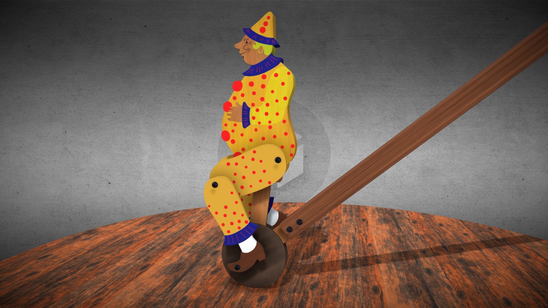 Clown Running Wheel Wooden Toy - Download Free 3D model by trinityscsp ...