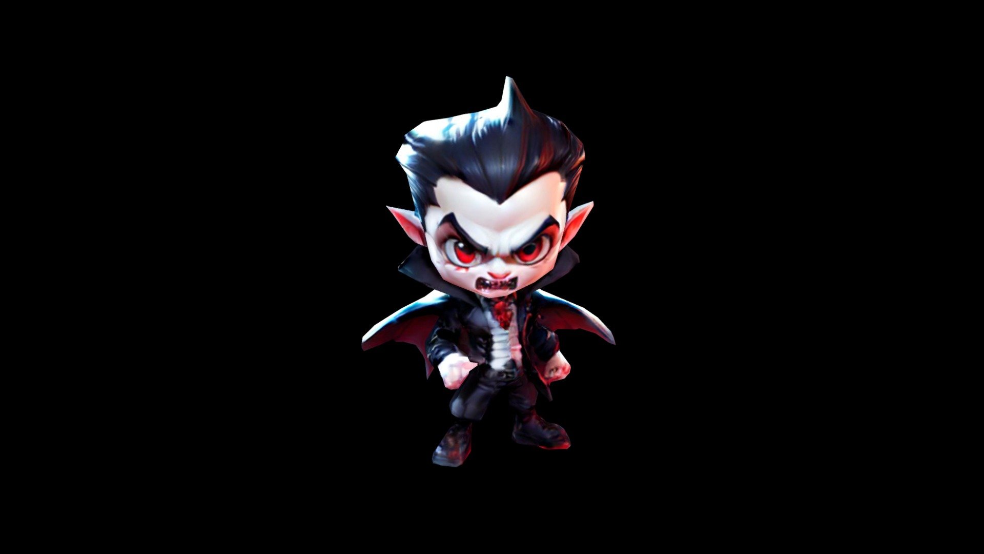 An animated vampire with red eyes, fangs, and ba - Download Free 3D ...