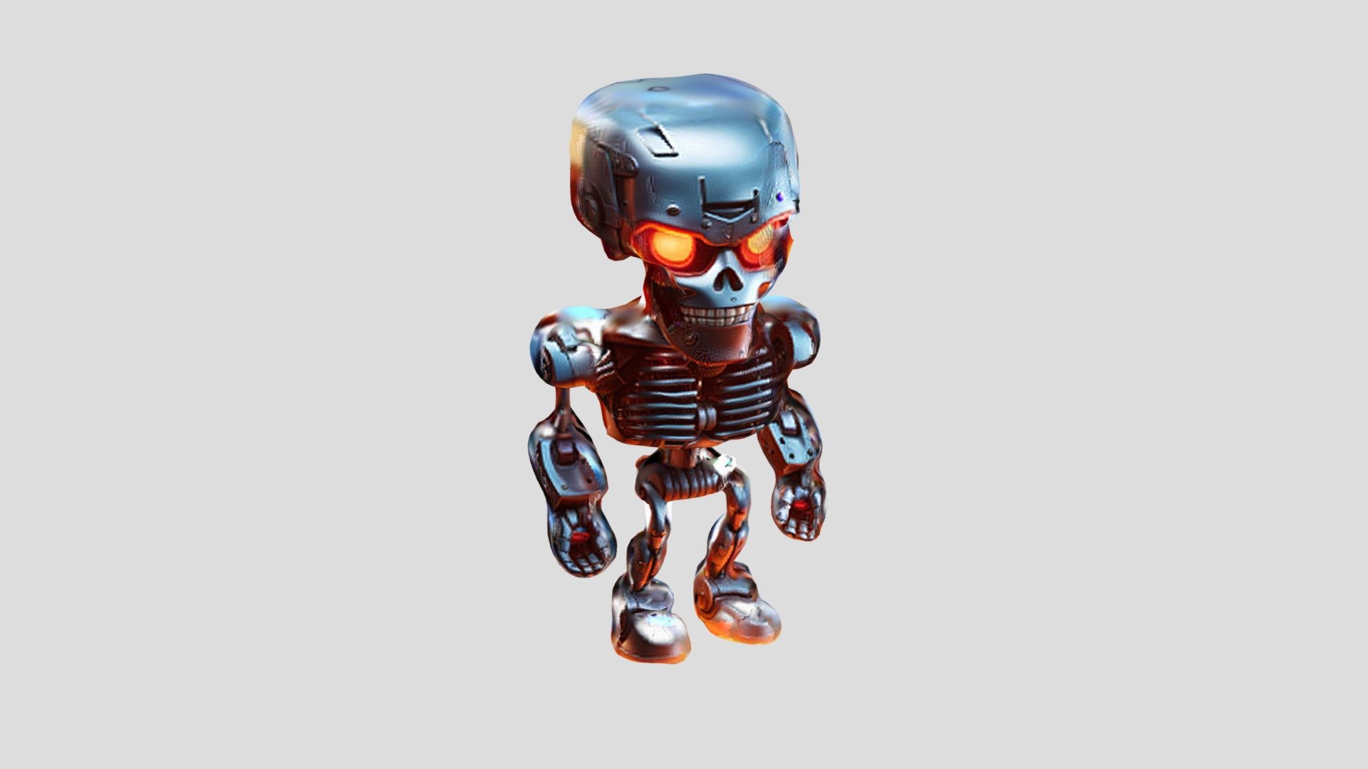 Little robot skeleton with red eyes on a black b - Download Free 3D ...