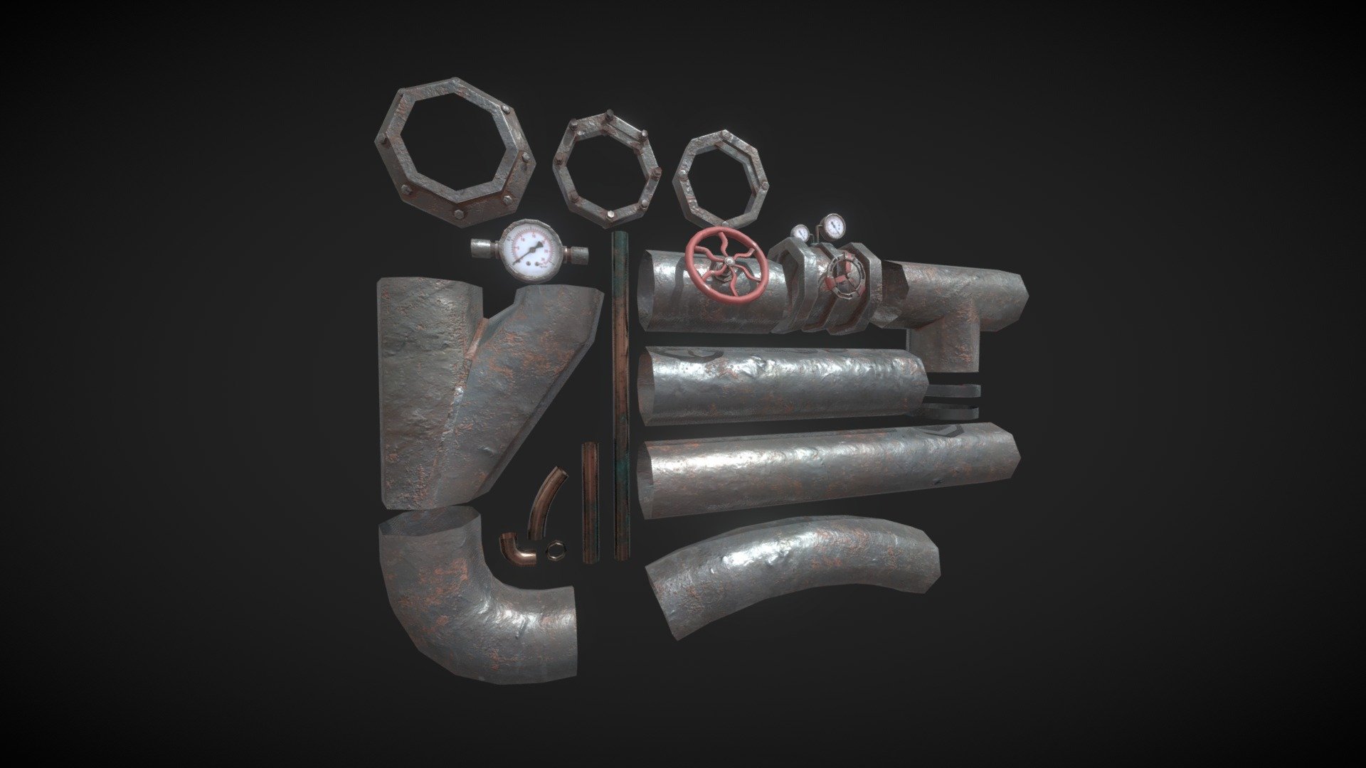 Rusted pipes modular kit - Download Free 3D model by eccpad [b49c089 ...
