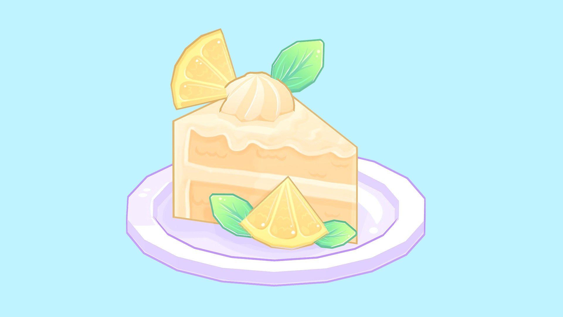 Lemon Cake Tutorial Model - 3D model by Lumchii [b4a5731] - Sketchfab