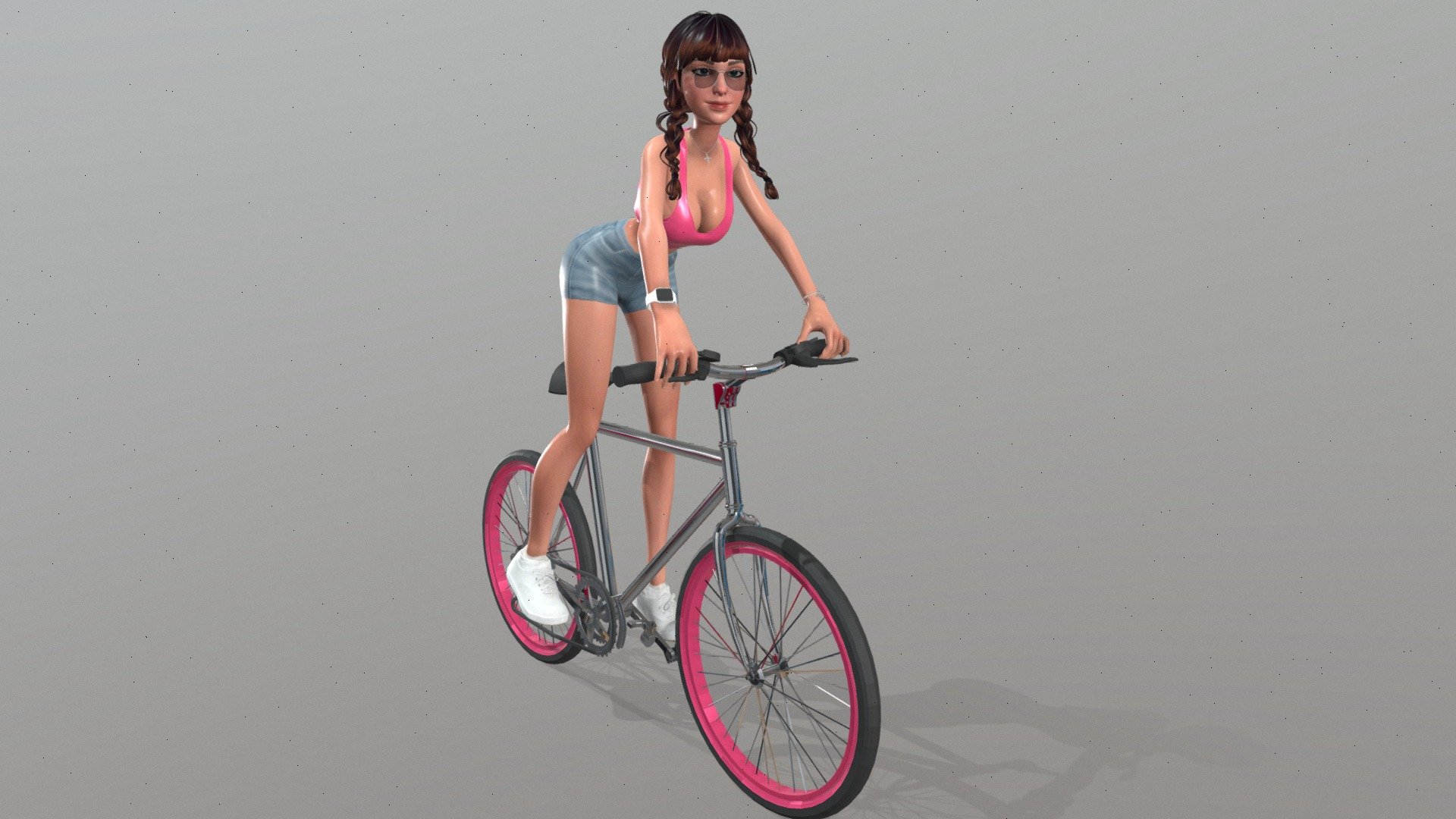 Female posing on bike - 3D model by luismi93 [b4aa2d1] - Sketchfab