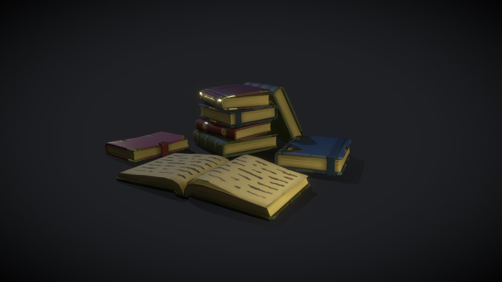 Stylized books - Download Free 3D model by Nekitron (@nikita.nt.1998 ...