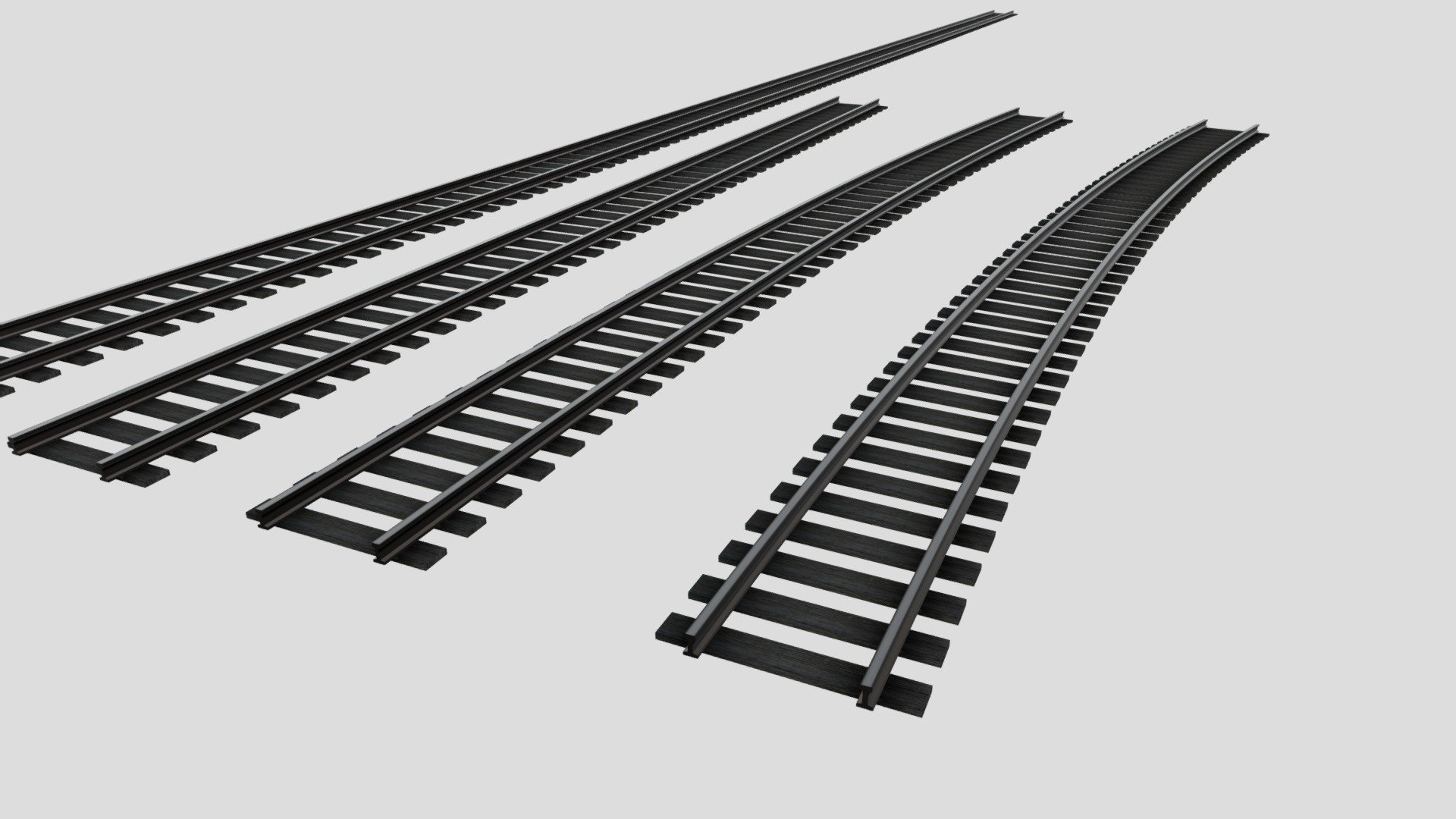 Railroad Tracks Straight And Curved Tileable - Buy Royalty Free 3D ...