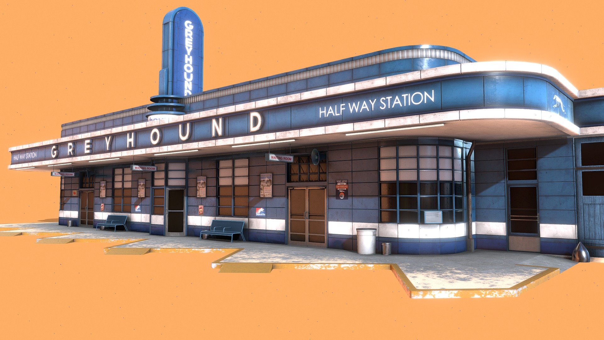 Greyhound Station - 3D model by Elkandar [b4b6c80] - Sketchfab