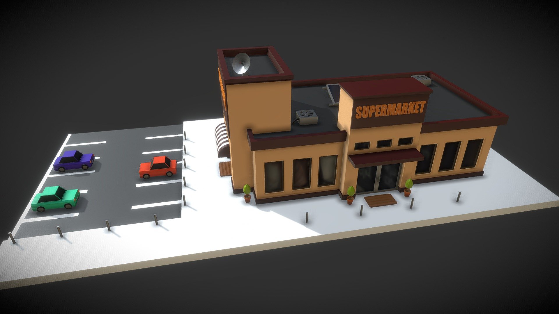 Low Poly Super Market - Buy Royalty Free 3D model by NeedLowPoly3D ...