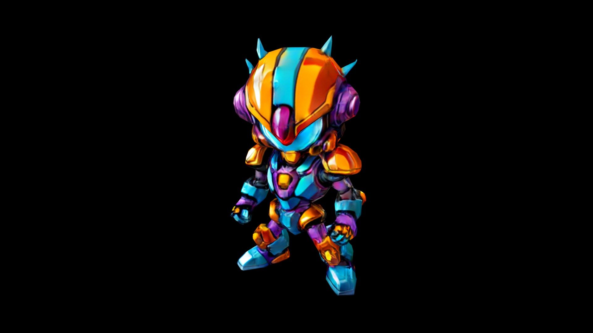 Anime-style robot character with purple, pink, a - Download Free 3D ...