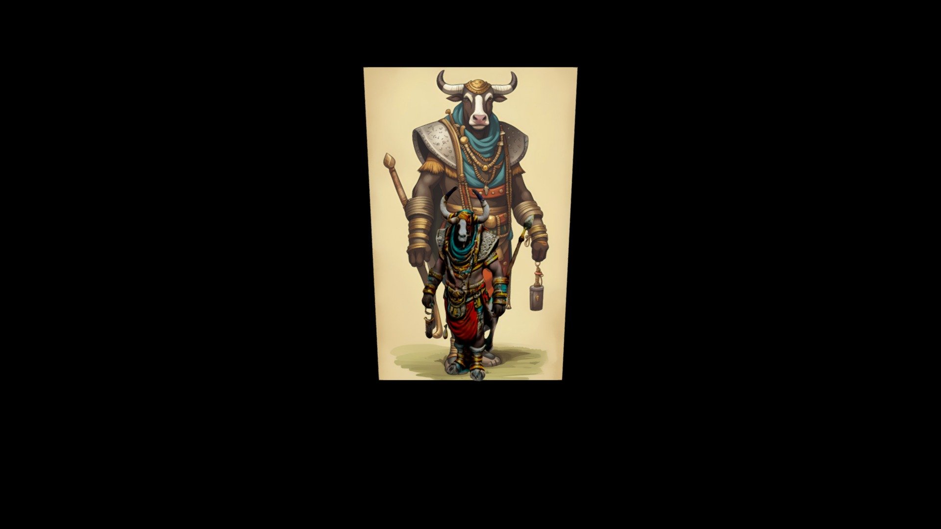 cartoon illustration of a bull dressed in armor - Download Free 3D ...
