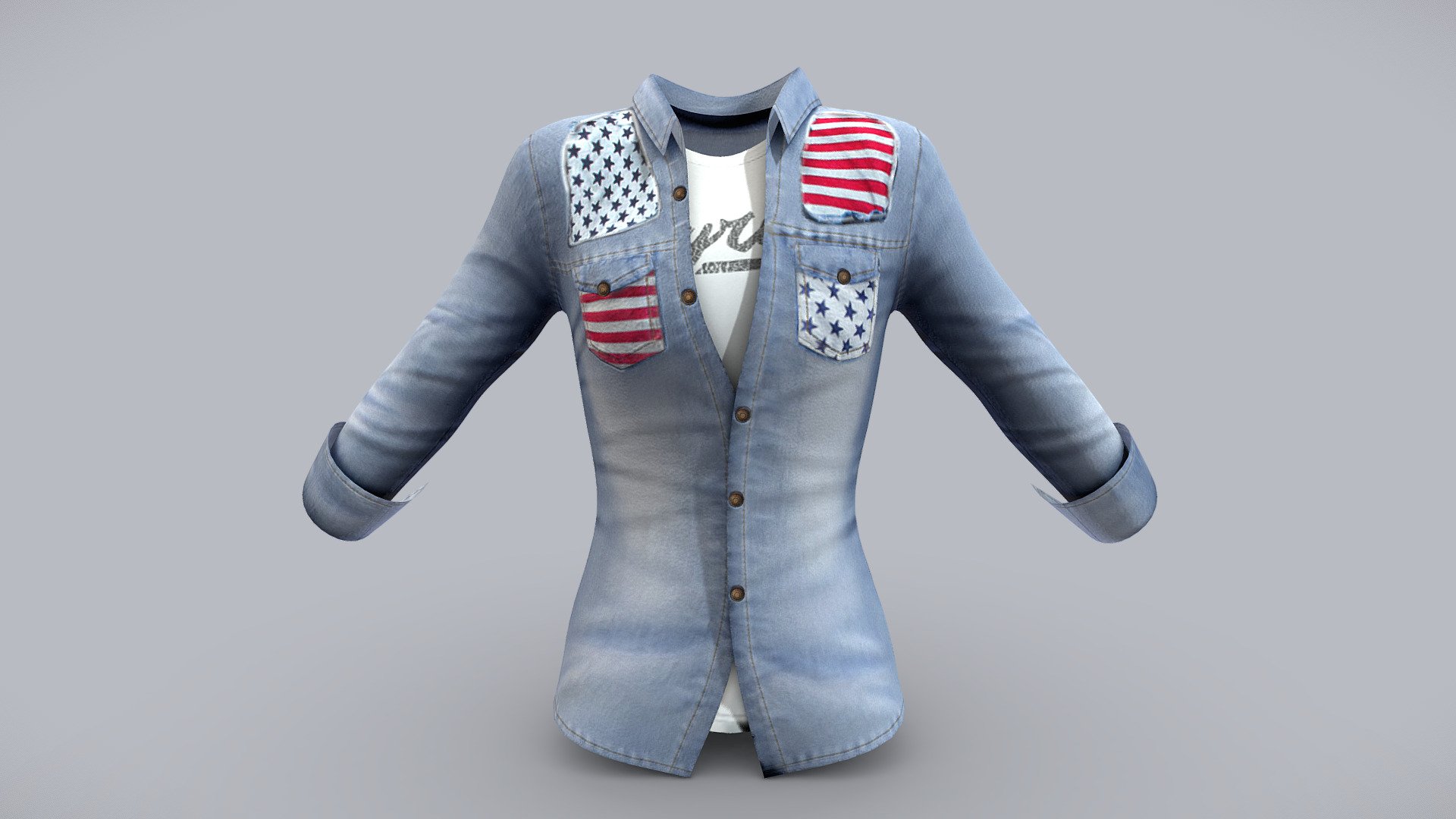 Men's Patchwork Denim Shirt And Tshirt - Buy Royalty Free 3D model by ...