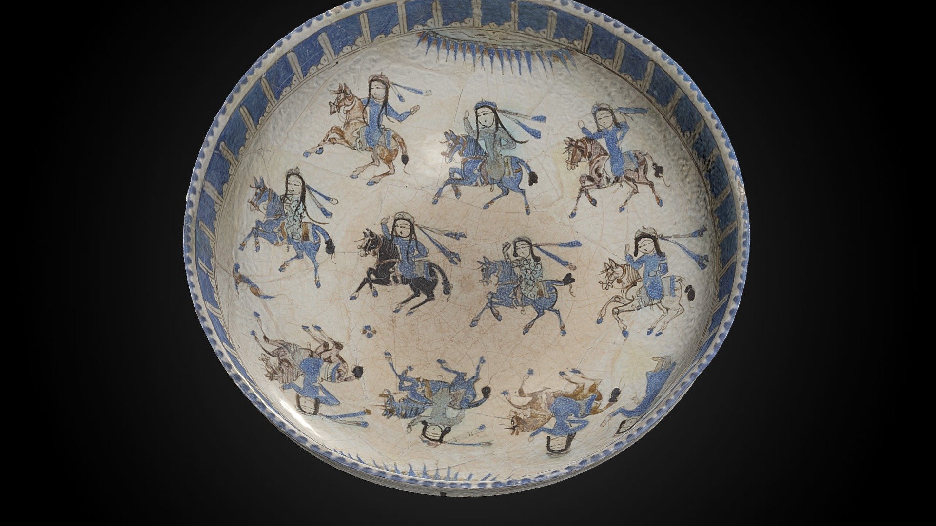 Mina’i ware ‘Bowl Depicting Ladies on Horseback' - Download Free 3D ...