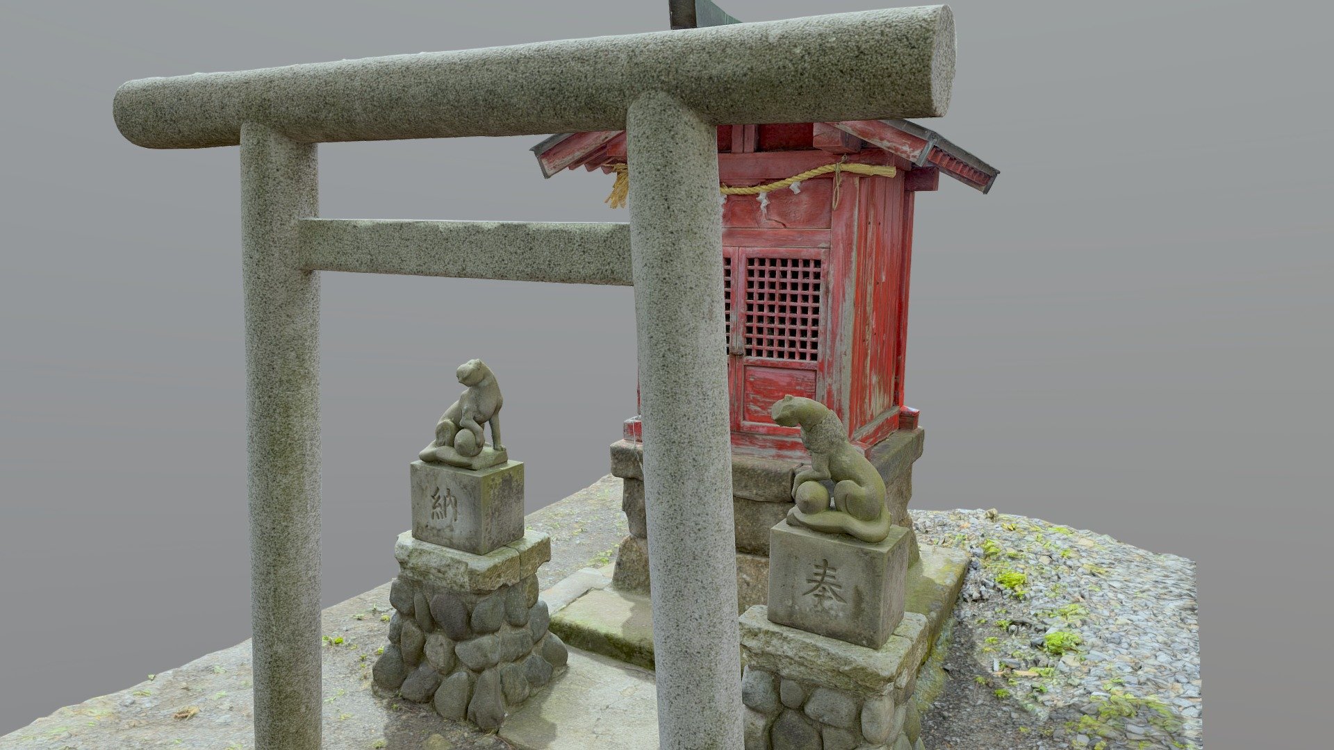 small shrine with broken Inari foxes. - Download Free 3D model by ...