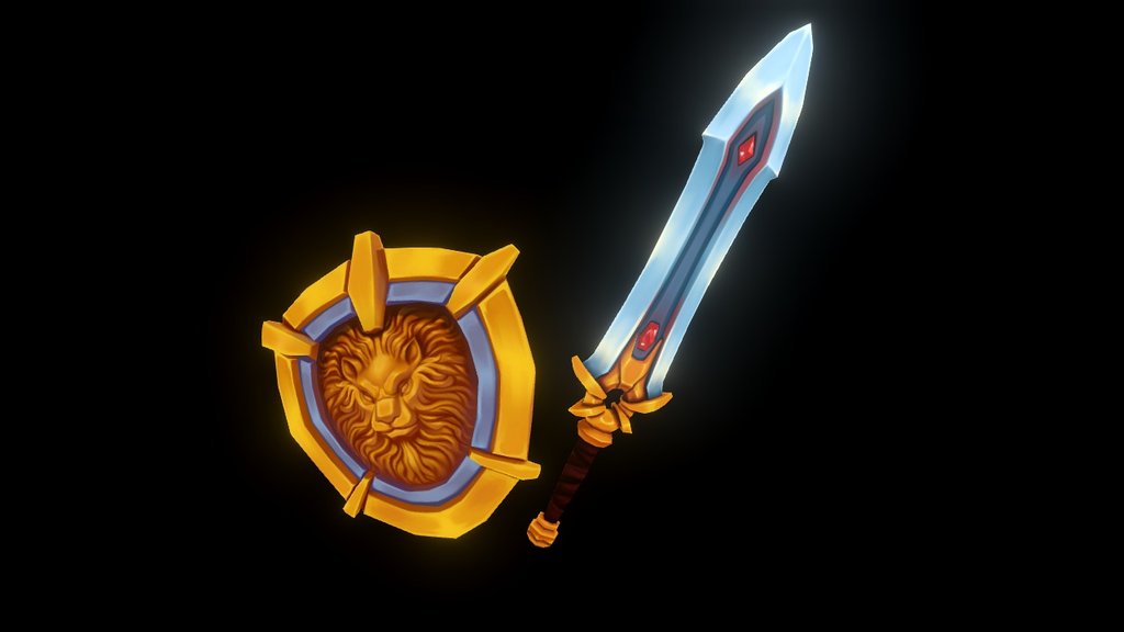 Sword And Shield - 3D model by Victor Estivador (@VictorEstivador ...