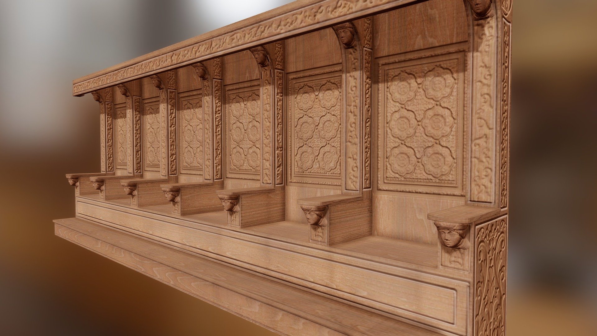 Large pew of an abbey church - 3D model by visualdimension [b52c3c1 ...