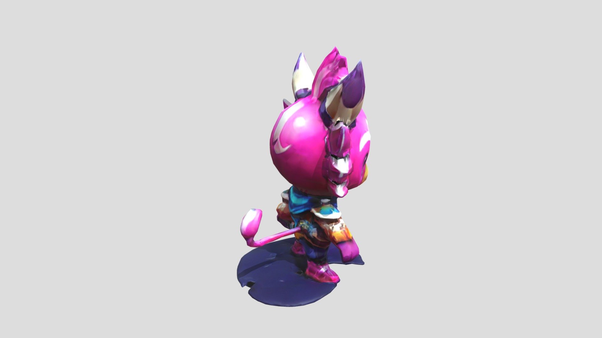 A pink creature with horns and a scowl, dressed - Download Free 3D ...