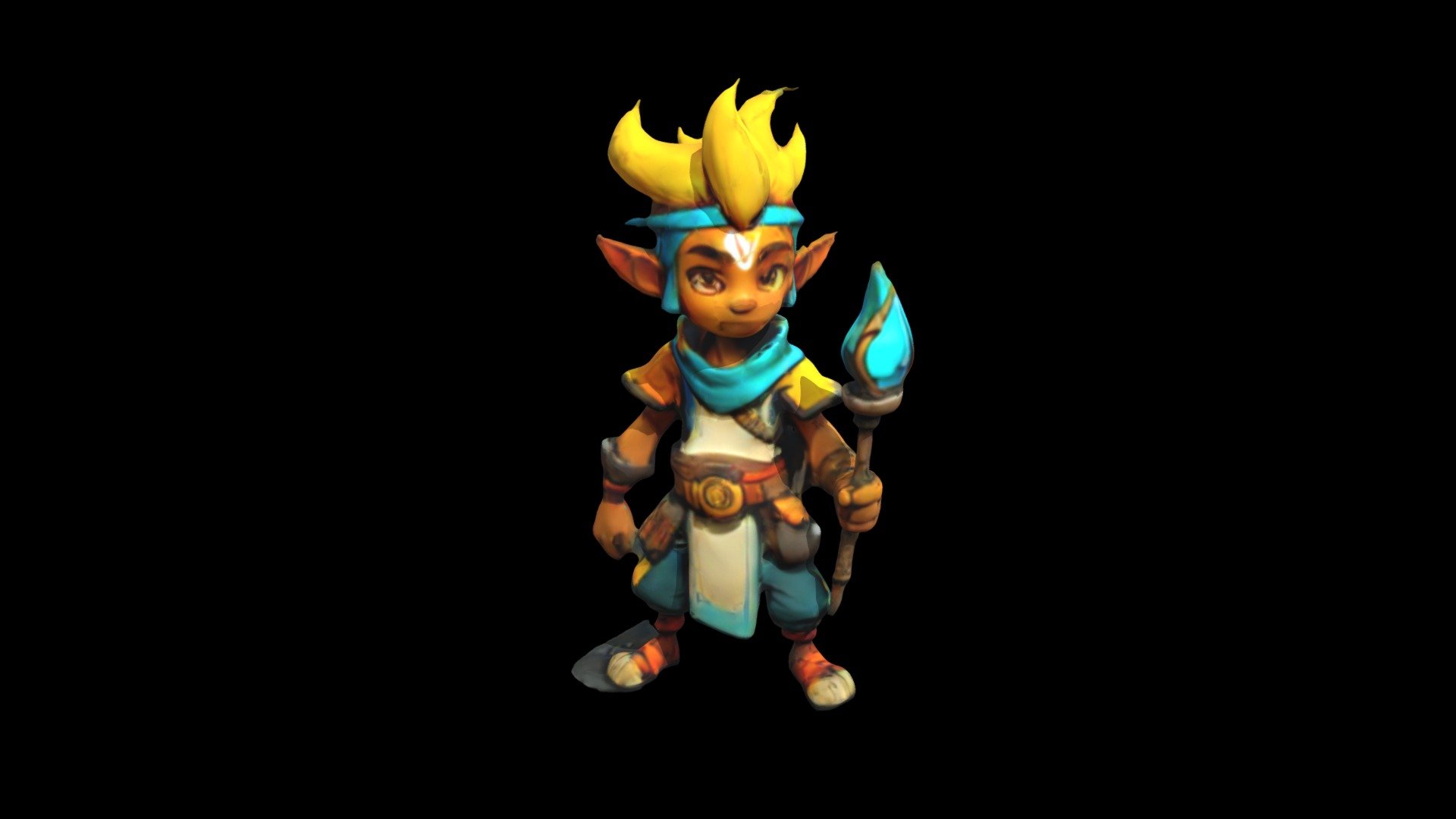 a cartoon character holding a torch with the - Download Free 3D model ...