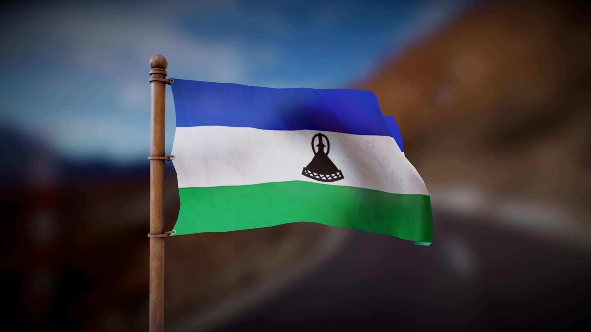 Flag of Lesotho - Wind Animated loop - Buy Royalty Free 3D model by ...