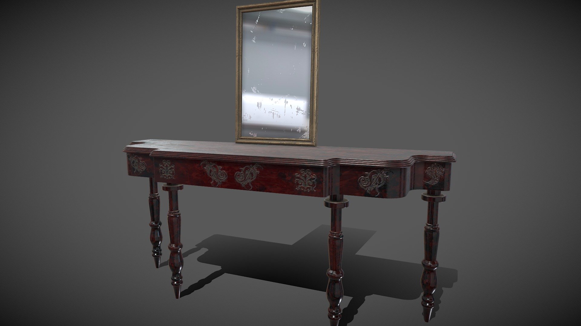 Table Mirror wooden metallic - Download Free 3D model by Mehdi ...