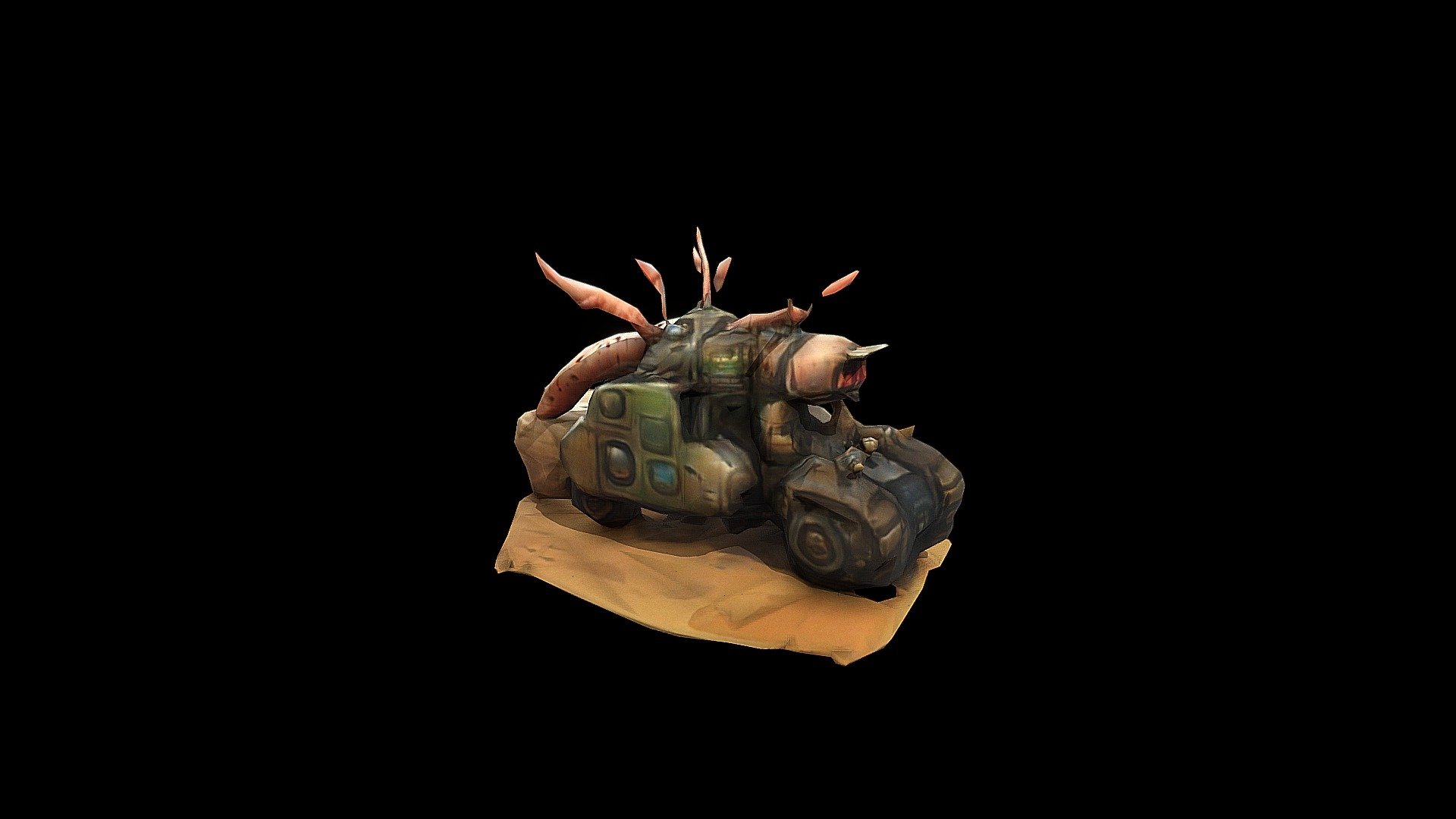 a cartoon drawing of a robot riding a vehicle - Download Free 3D model ...