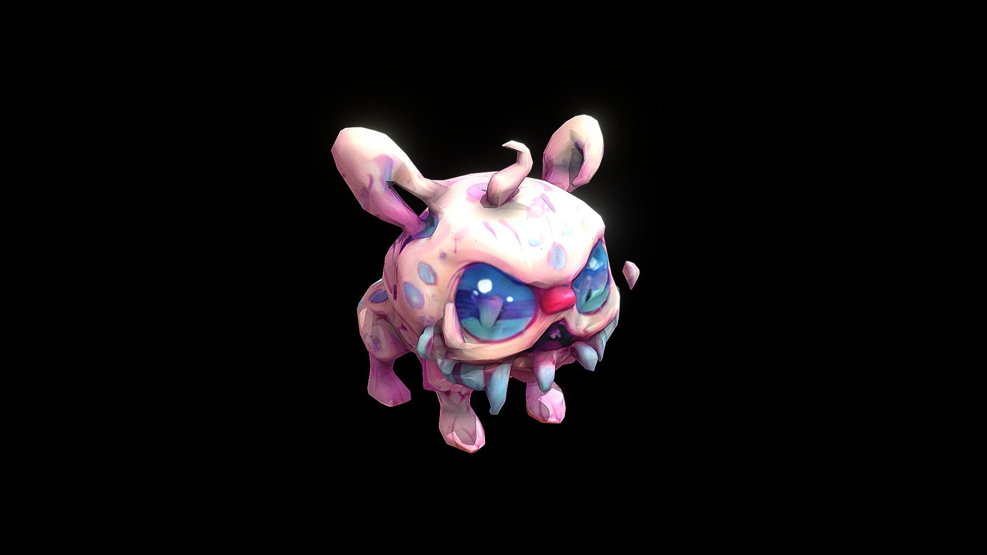 a cartoon illustration of a pink monster with - Download Free 3D model ...