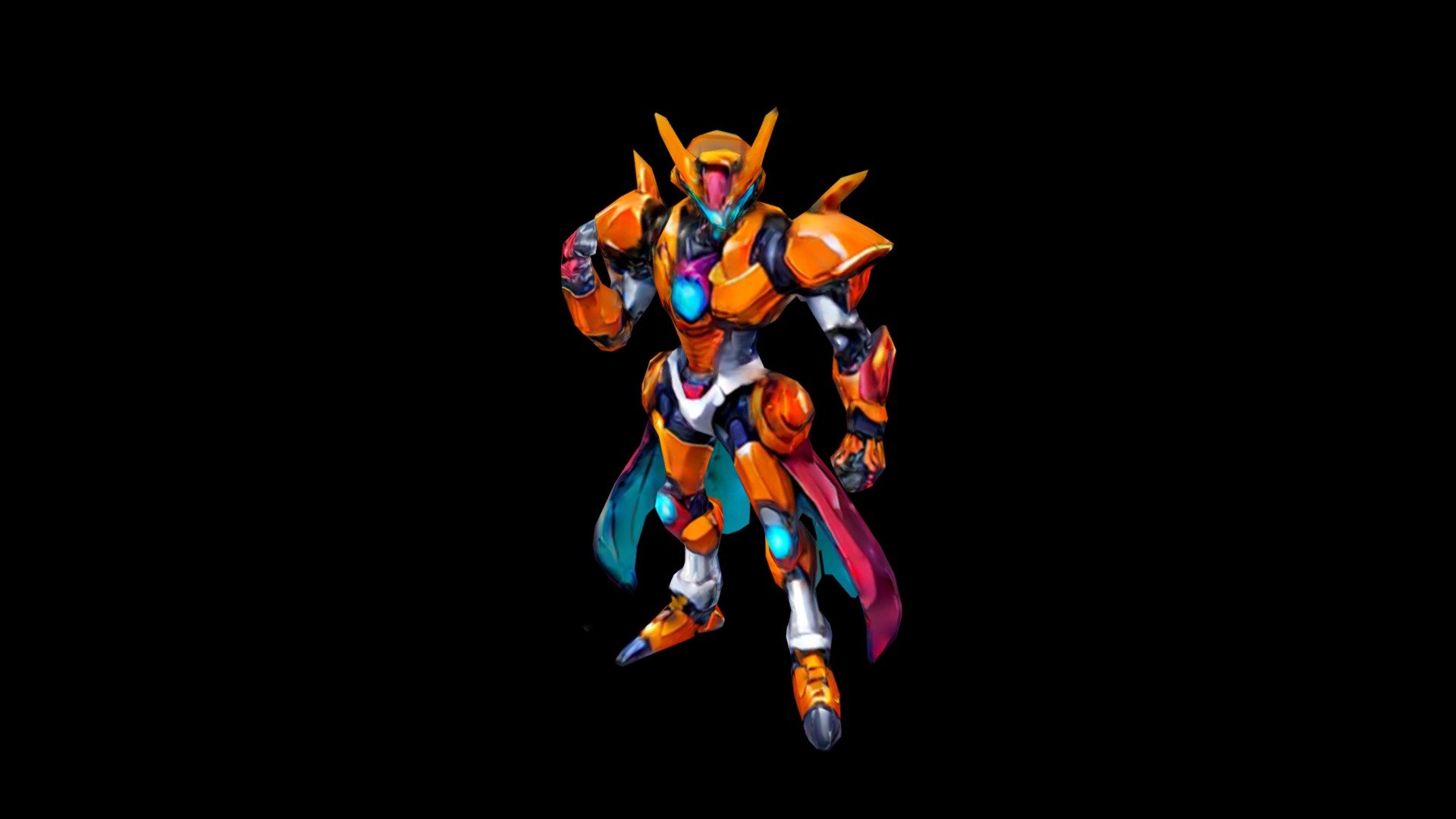 Anime-style robot with orange and white coloring - Download Free 3D ...
