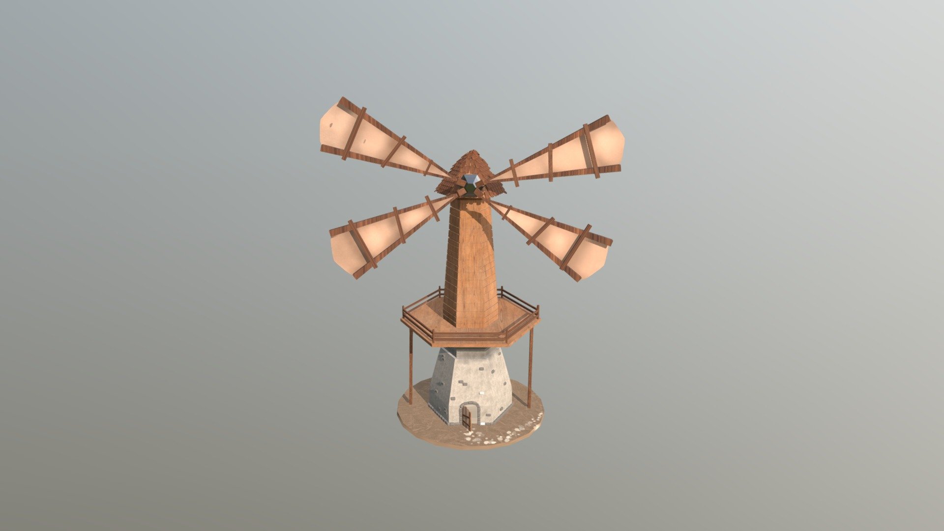Old Wood & Stone Windmill - 3D model by orlaneeson [b5c4db1] - Sketchfab