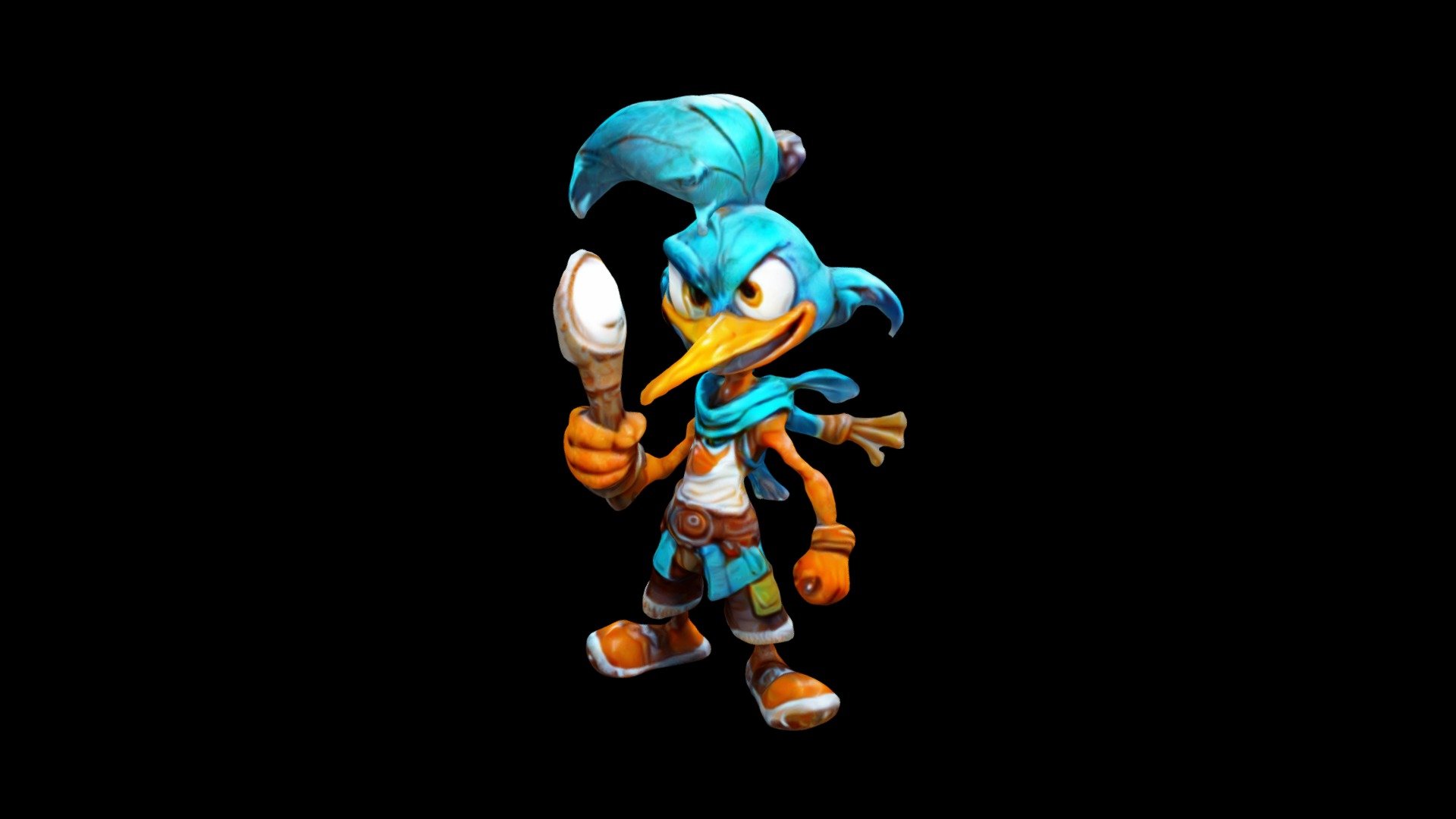a blue bird dressed as a adventurer the bird is - Download Free 3D ...