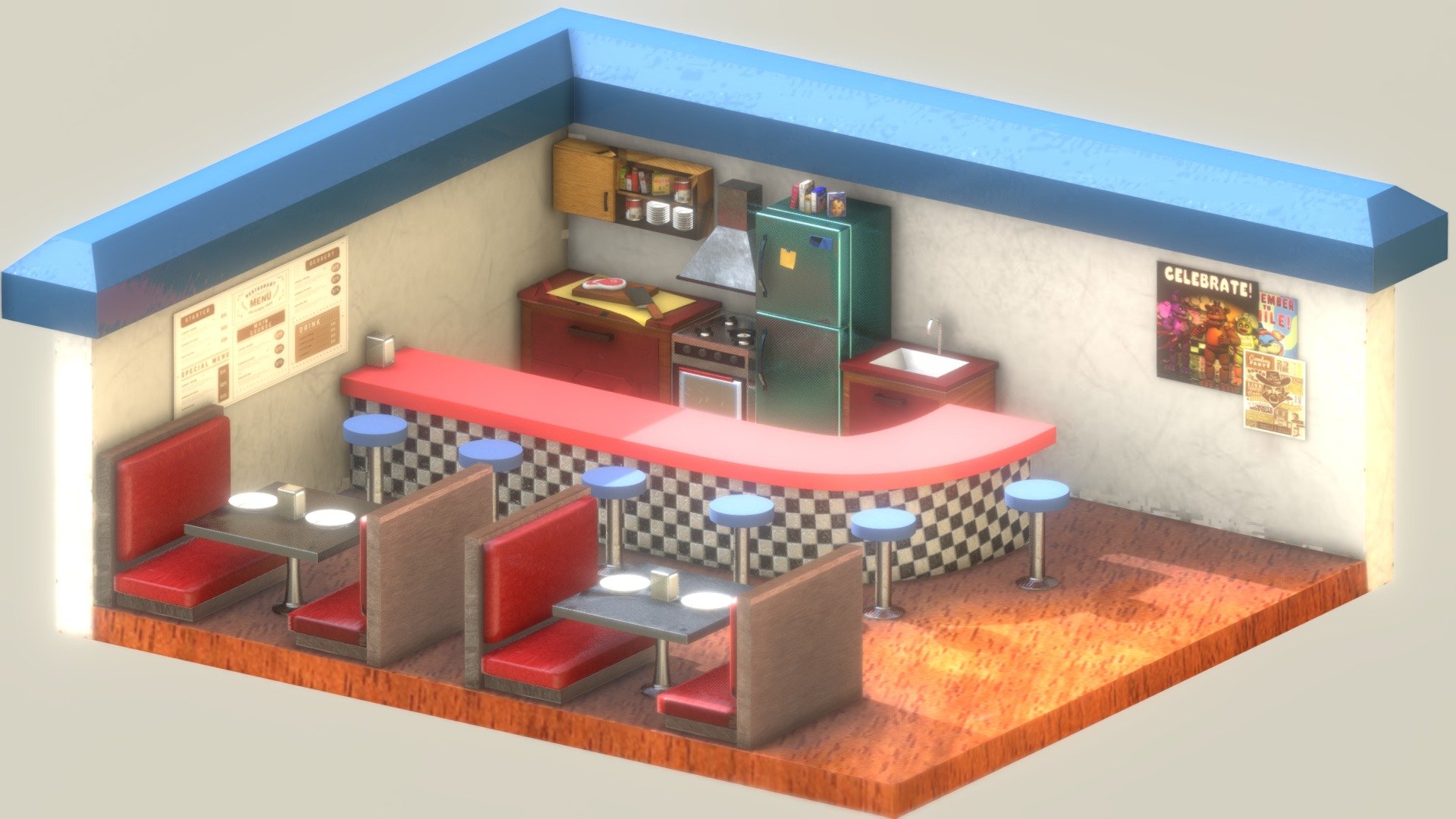 Restaurant - 3D model by Isabella Garcia (@mayviesan) [b5e7c8e] - Sketchfab