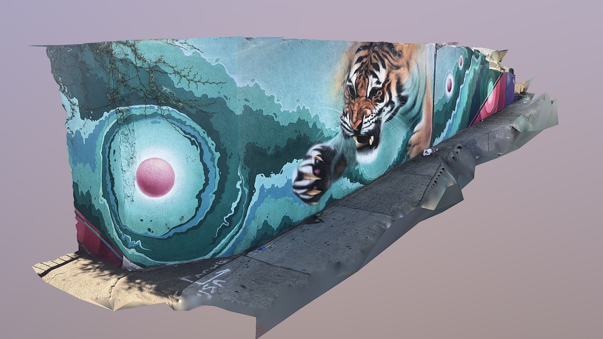 Tiger wall street art (photogrammetry) - 3D model by Austin Beaulier ...