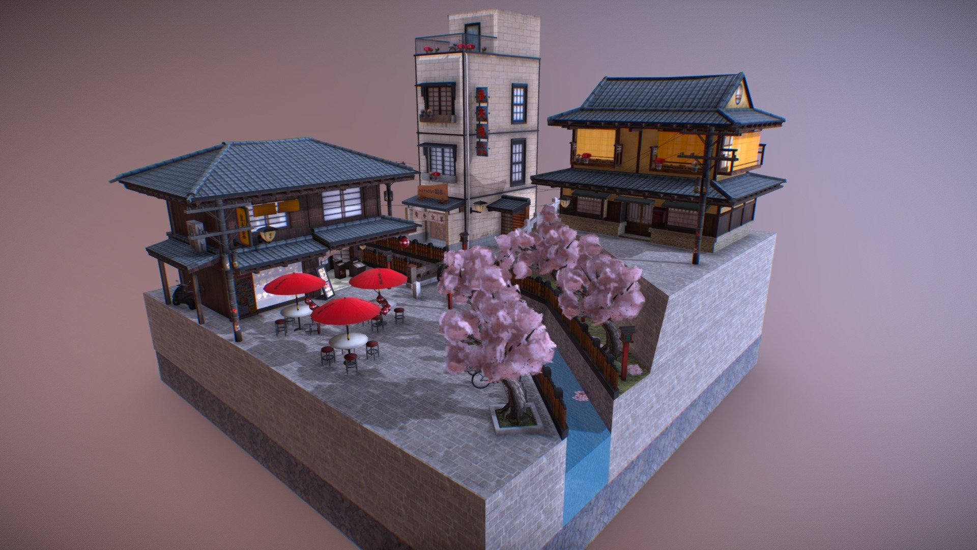 Kyoto CityScene - 3D Low Poly - DAE - 3D model by Maria Martinez ...