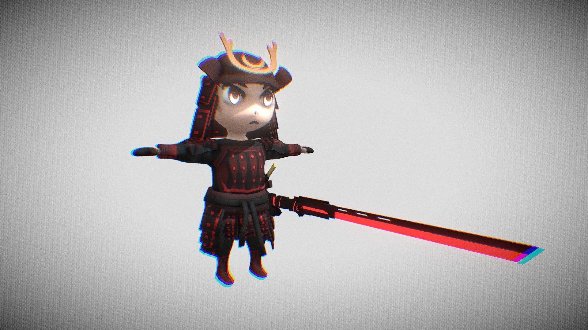 Chibi Samurai with Futuristic Sword - 3D model by Moon Moon ...