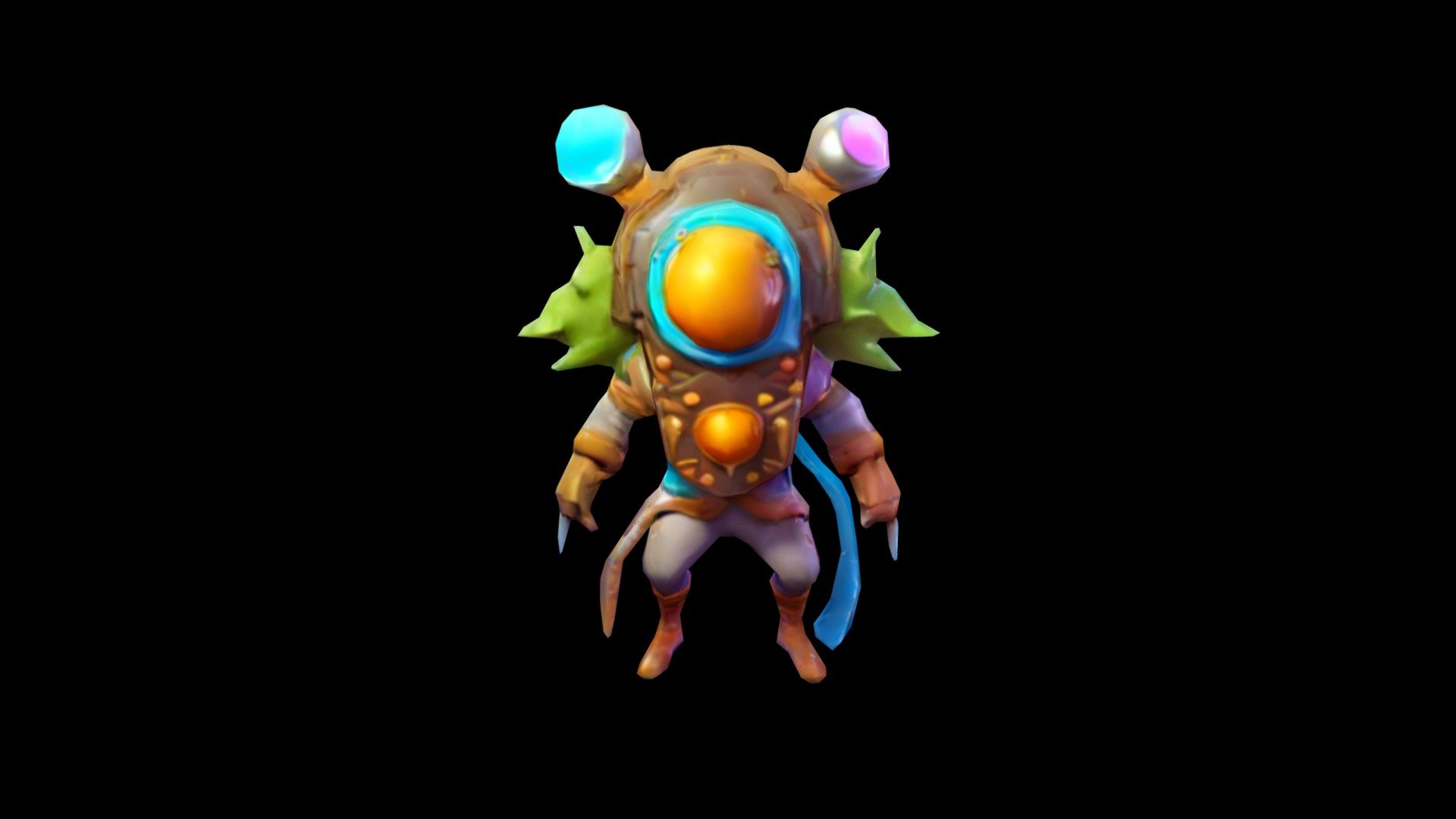 "Electric Azure The Happy Chest Organism Cartoon - Download Free 3D ...